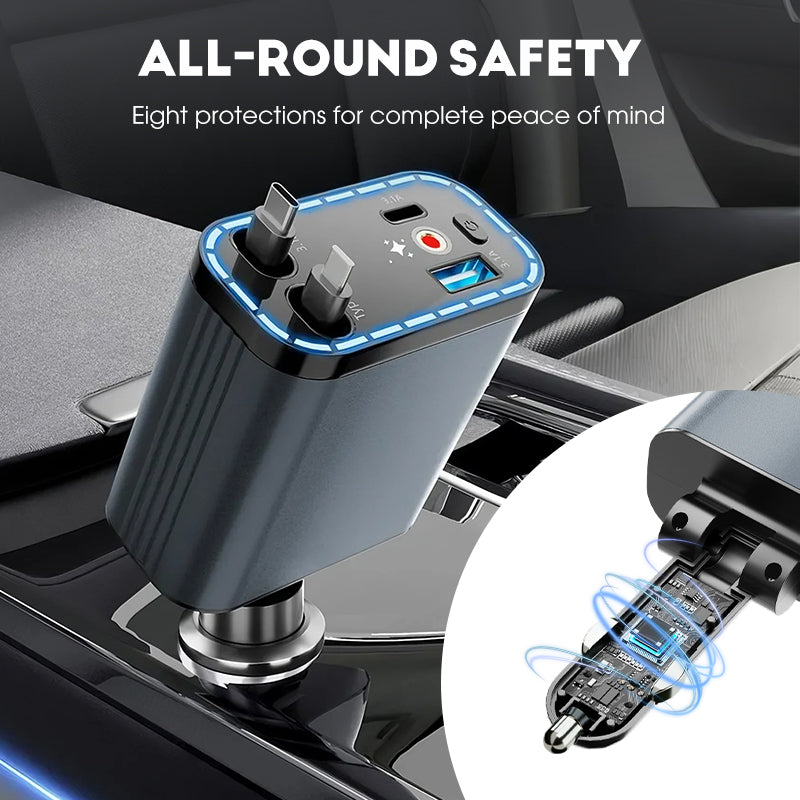 Ultra-Fast Car Charger With Retractable Cables & Starlight Ambience ...